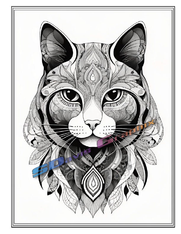 Printable Coloring Pages - 20 Zentangle Style Cats - Instant Download ...