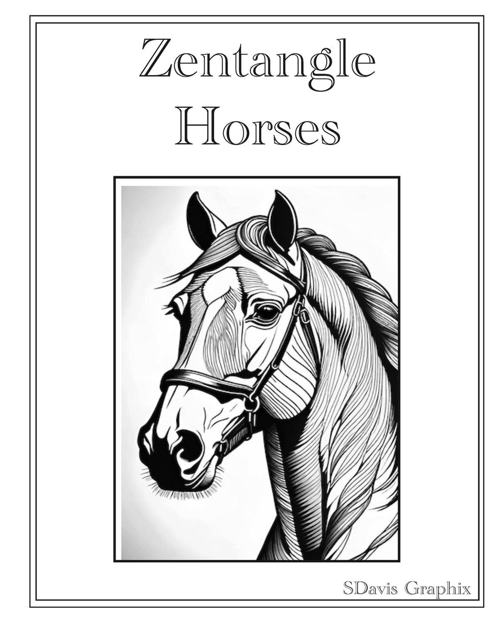 Printable Coloring Pages - 50 Zentangle Style Horses - Instant Download ...