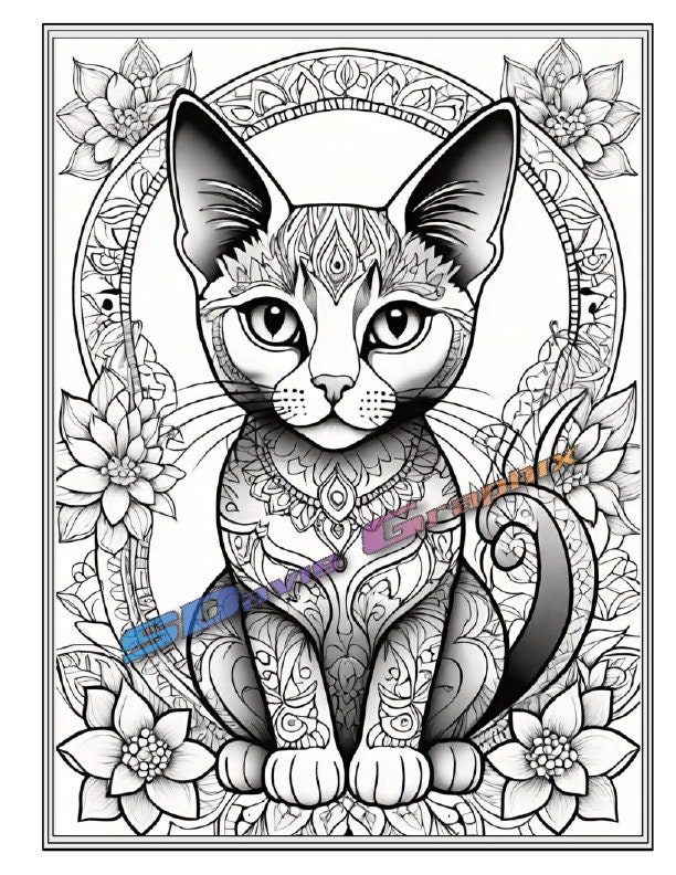 Printable Coloring Pages - 20 Zentangle Style Cats - Instant Download ...