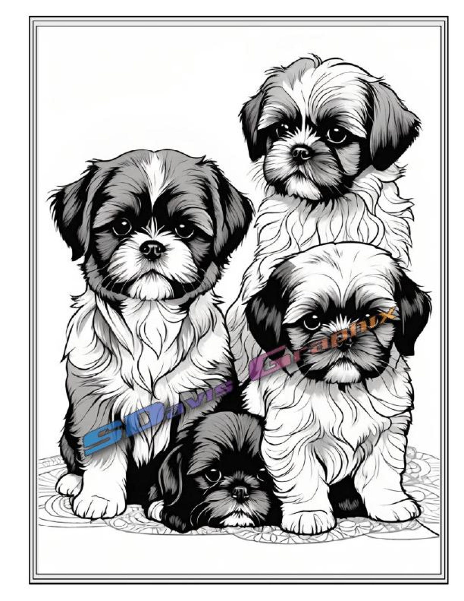 Printable Coloring Pages - 50 Zentangle Style Dogs - Assorted Breeds ...