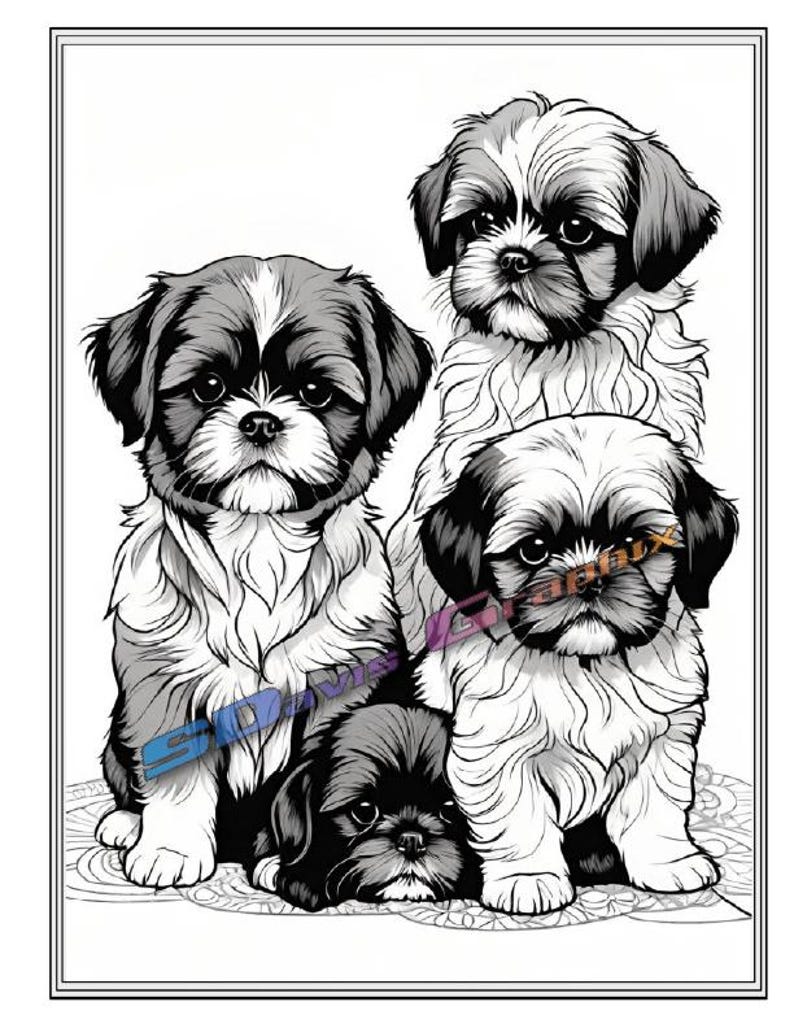 Printable Coloring Pages - 50 Zentangle Style Dogs - Assorted Breeds ...