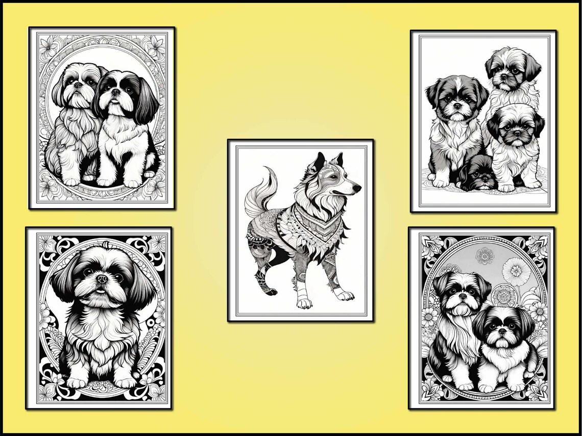 Printable Coloring Pages - 50 Zentangle Style Dogs - Assorted Breeds ...