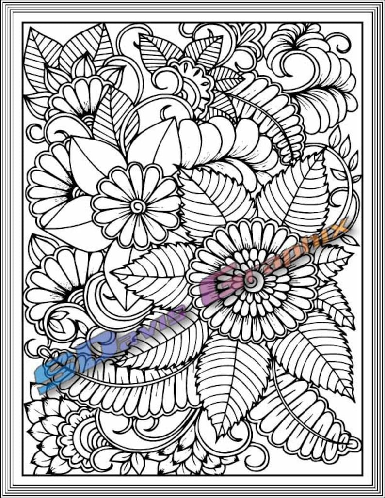 Printable Flower Pattern Coloring Pages - 30 Floral Coloring Pages ...