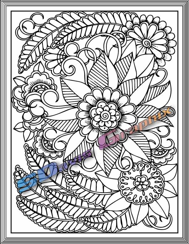 Printable Flower Pattern Coloring Pages 30 Floral Coloring Pages Floral ...