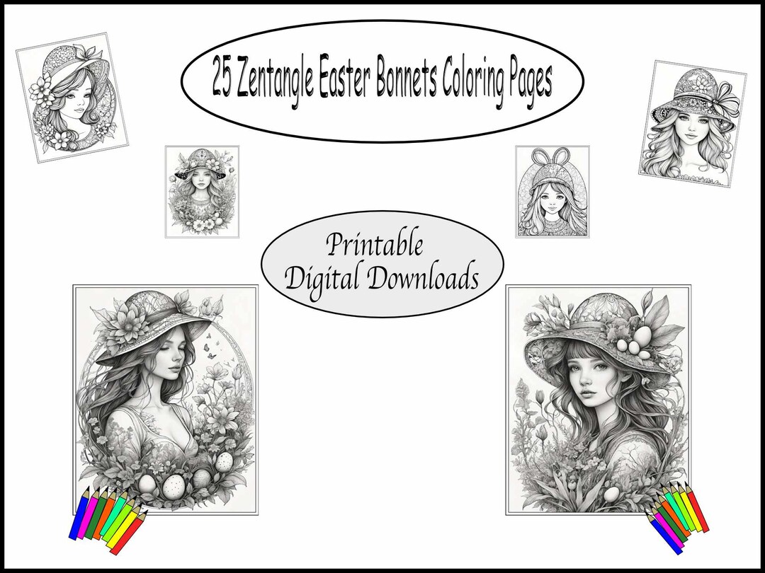 Printable Coloring Pages - 25 Zentangle Easter Bonnets Coloring Pages ...