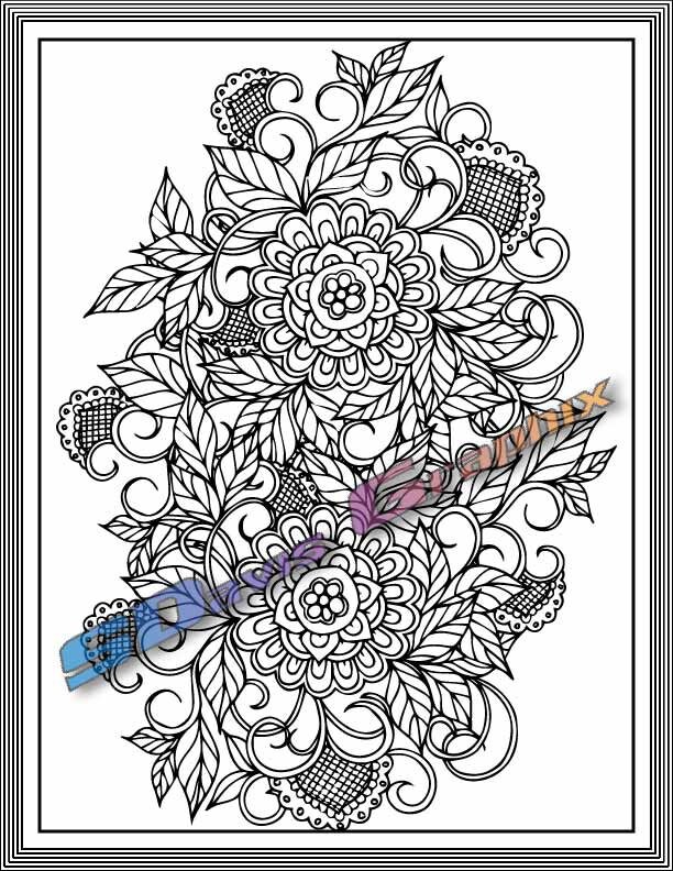 Printable Flower Pattern Coloring Pages 30 Floral Coloring Pages Floral ...