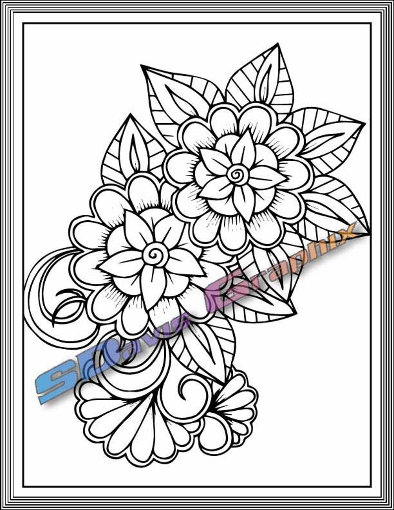 Printable Flower Pattern Coloring Pages 30 Floral Coloring Pages Floral ...