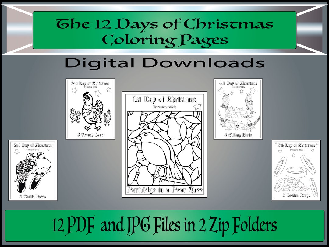 12 Days of Christmas Coloring Pages 12 Days of Xmas Download 12 Days of ...