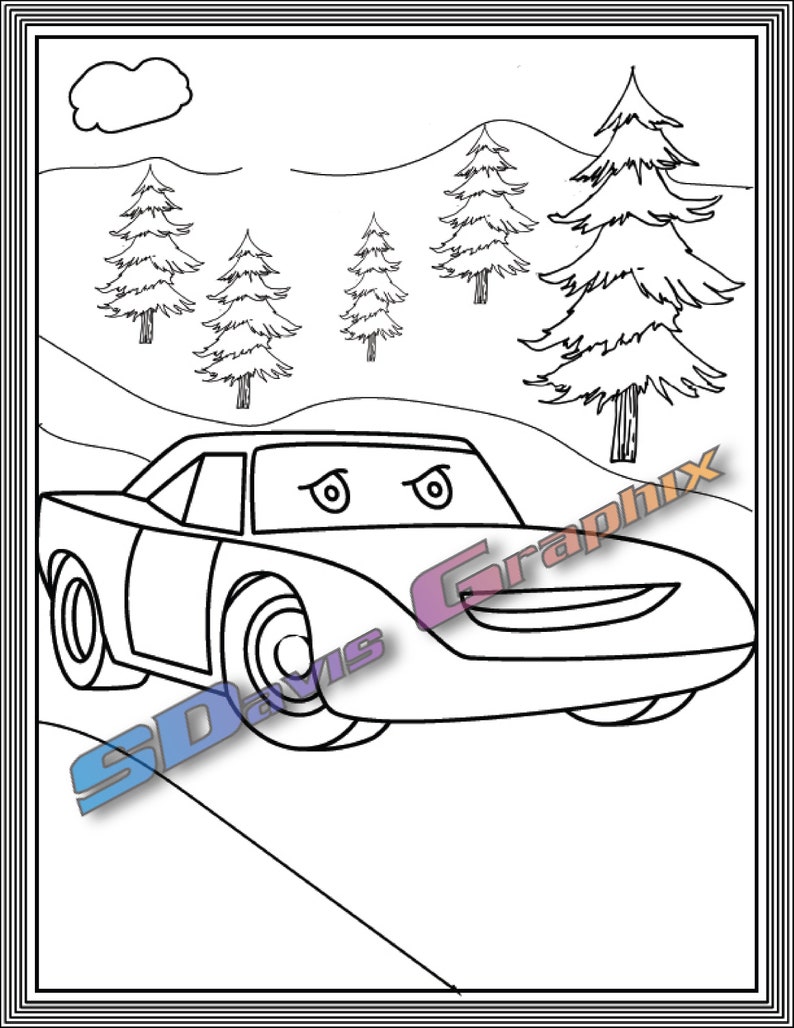 Kids Coloring Pages 16 Cartoon Style Vehicles With Different | Etsy