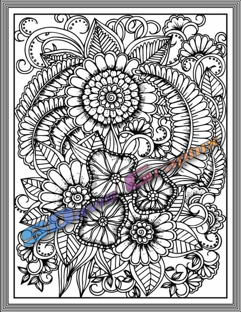 Printable Flower Pattern Coloring Pages - 30 Floral Coloring Pages ...