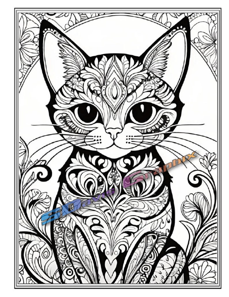 Printable Coloring Pages 20 Zentangle Style Cats Instant Download - Etsy