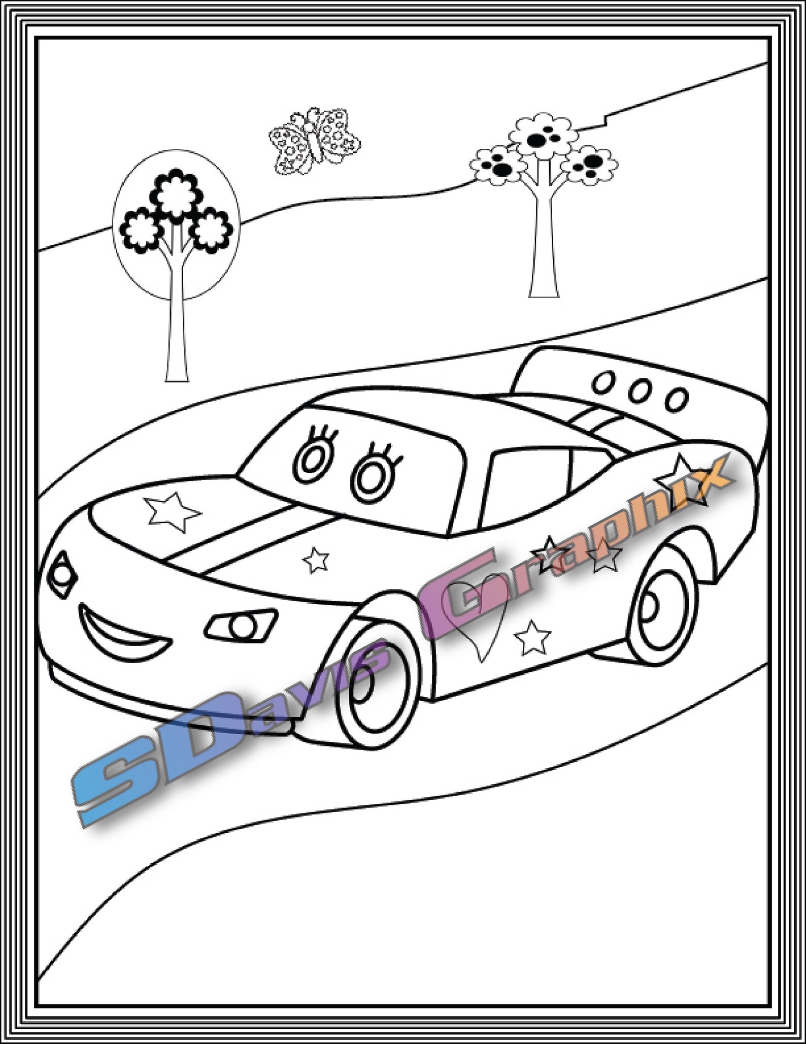 Kids Coloring Pages - 16 Cartoon Style Vehicles With Different Scenes ...