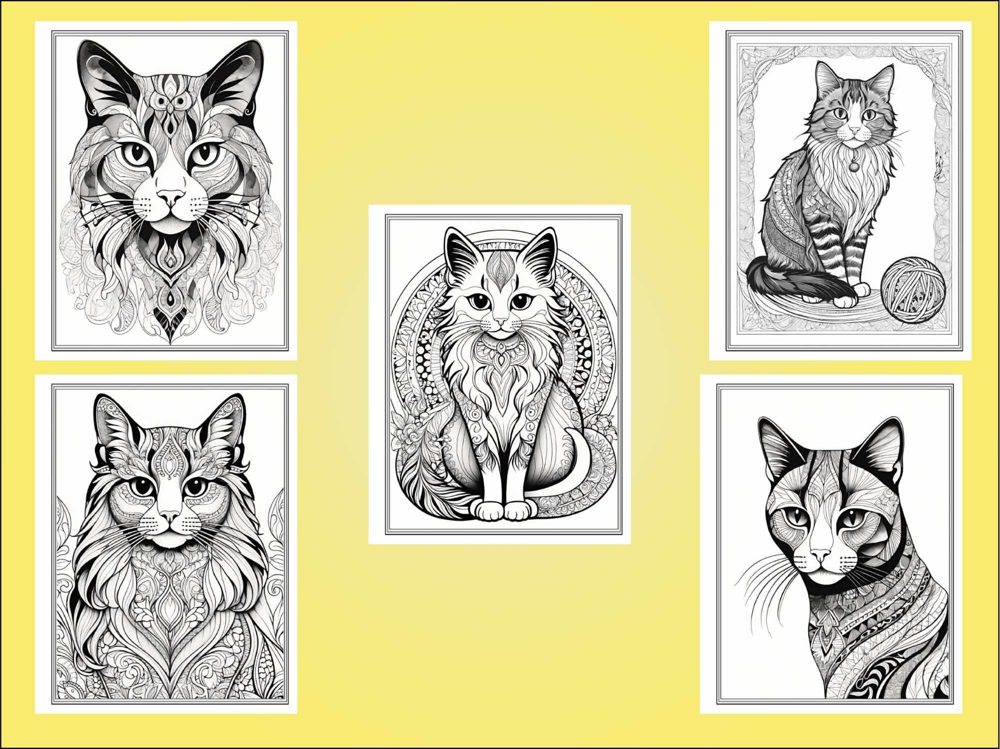 Printable Coloring Pages - 20 Zentangle Style Cats - Instant Download ...