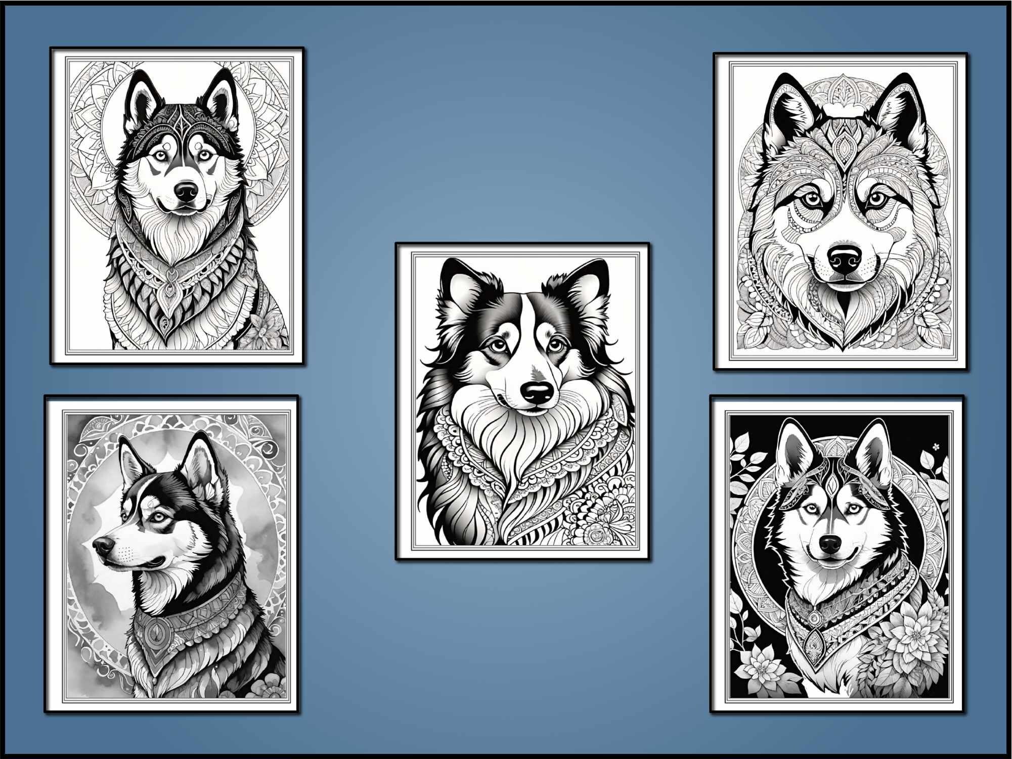 Printable Coloring Pages - 50 Zentangle Style Dogs - Assorted Breeds ...