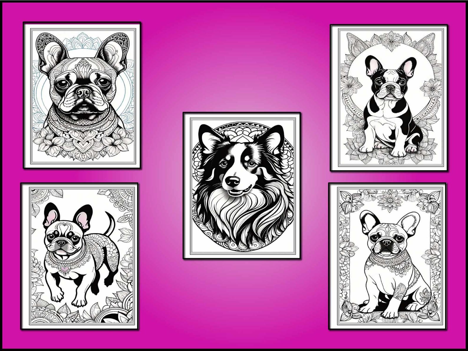Printable Coloring Pages - 50 Zentangle Style Dogs - Assorted Breeds ...