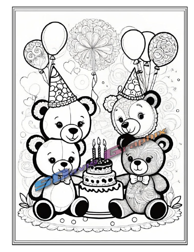 Printable Coloring Pages 20 Zentangle Style Teddy Bears Instant ...