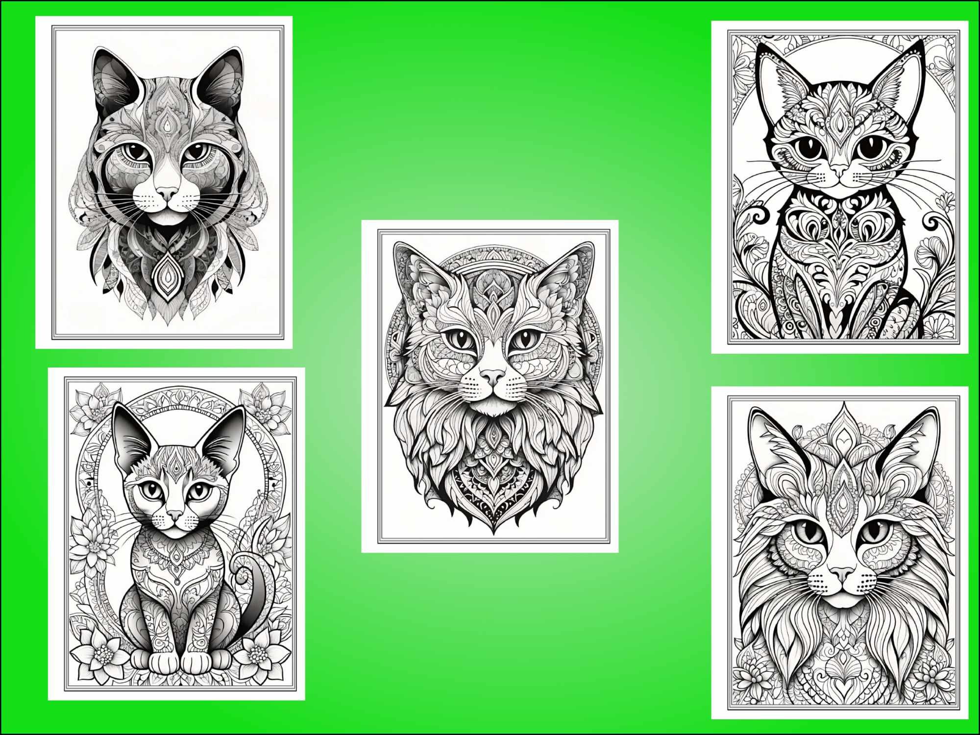 Printable Coloring Pages - 20 Zentangle Style Cats - Instant Download ...