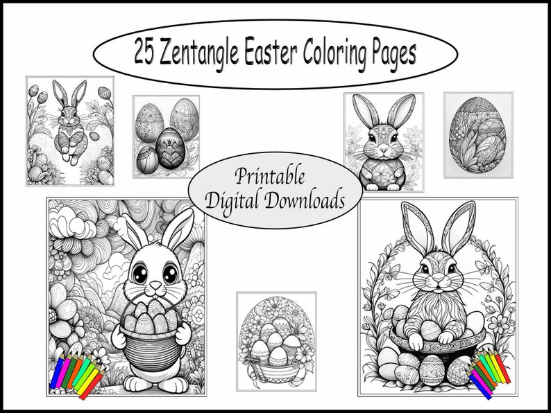 Printable Coloring Pages 25 Zentangle Easter Themed Coloring Pages ...