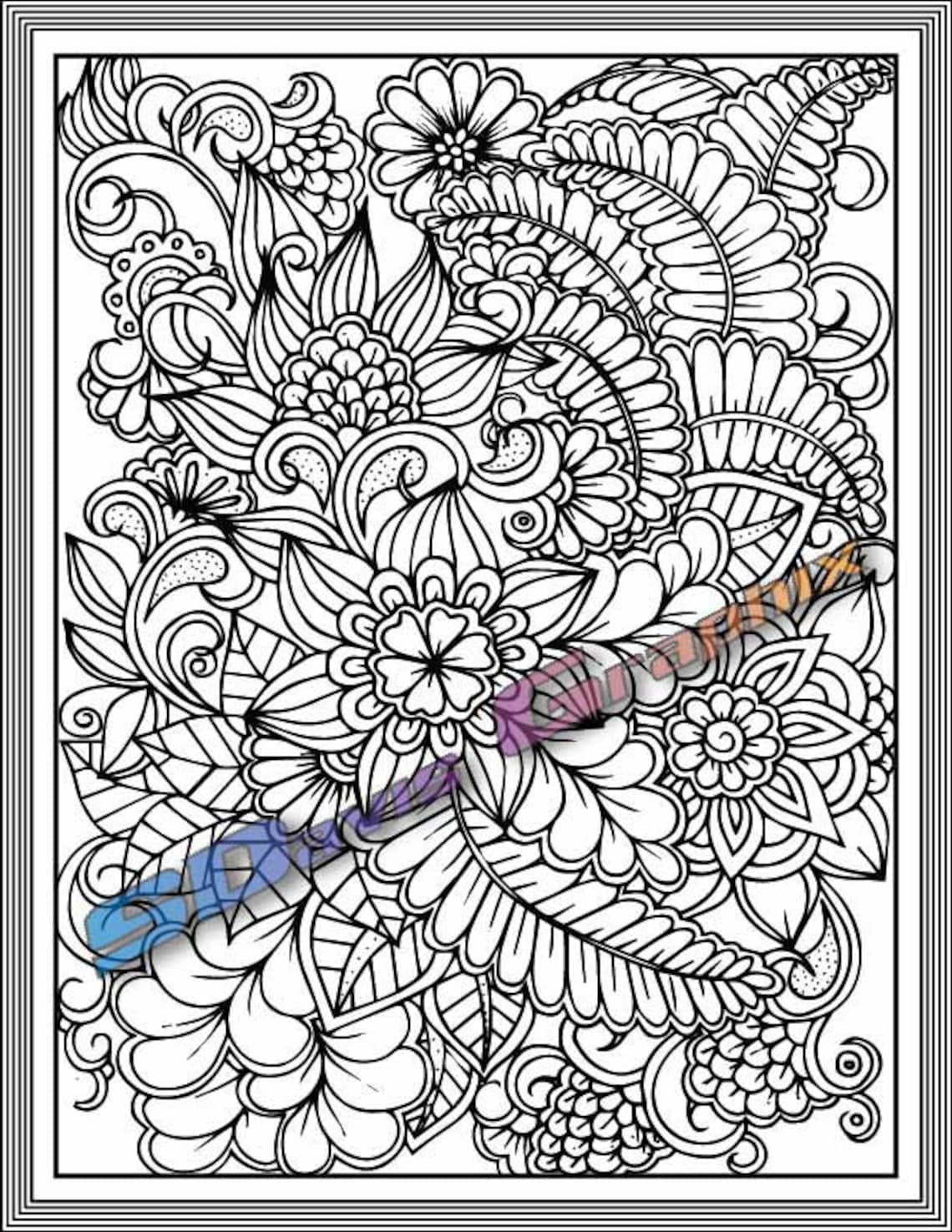 Printable Flower Pattern Coloring Pages 30 Floral Coloring Pages Floral ...