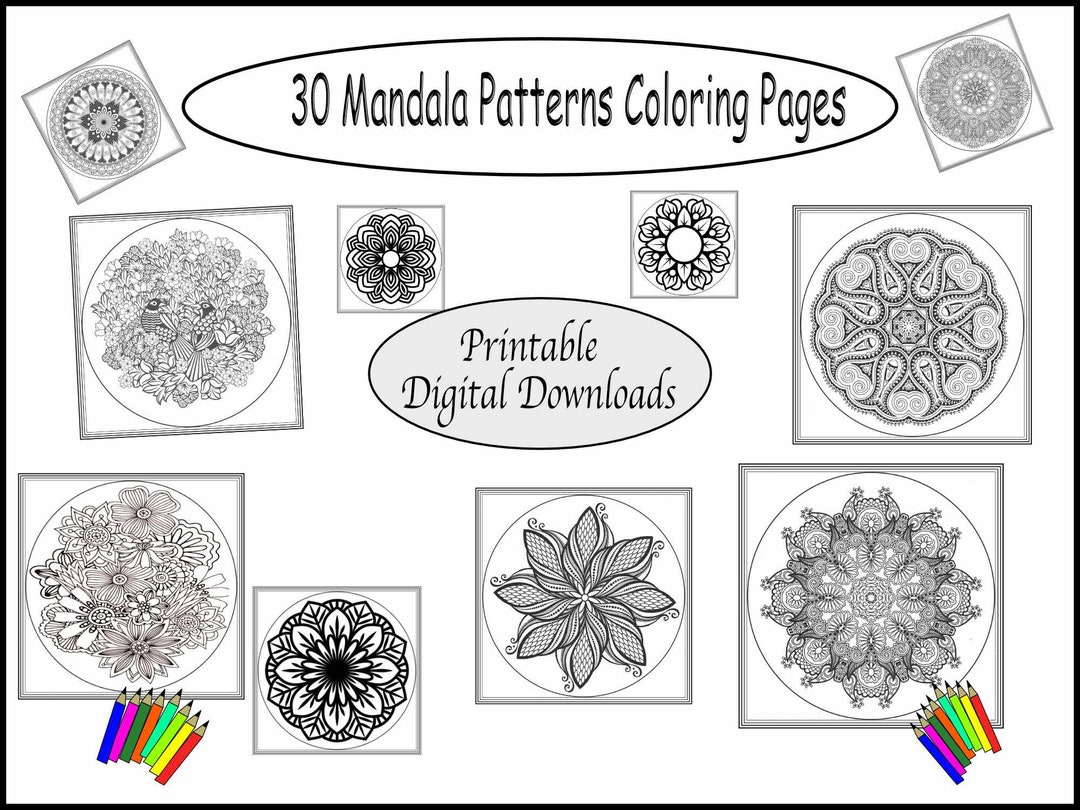 Printable Mandala Patterns - Mandala Coloring Pages - 30 Mandala Pages ...
