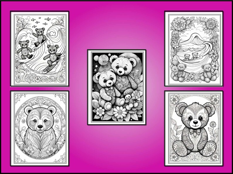 Printable Coloring Pages 20 Zentangle Style Teddy Bears Instant ...