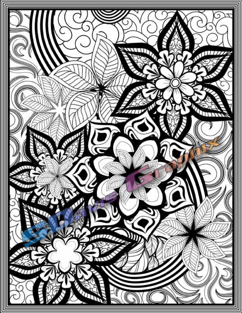 Printable Flower Pattern Coloring Pages - Coloring Pages - Floral ...