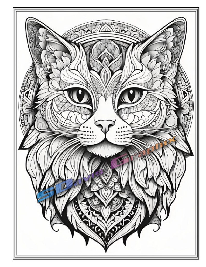 Printable Coloring Pages 20 Zentangle Style Cats Instant Download - Etsy