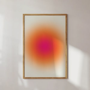 Pink & Orange Glowing Gradient Wall Art | Printable Gradient Poster ...