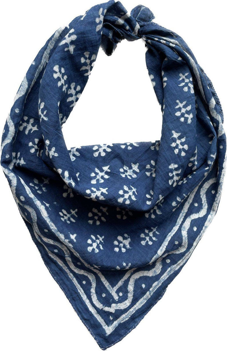 Organic Cotton Bandana Scarf: Hand Block Print Paisley Design - Etsy