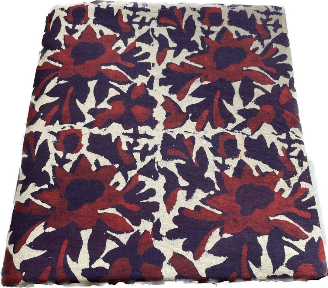 Indian Block Print Fabric by the Yard, Hand Stamped Indian Fabric ...