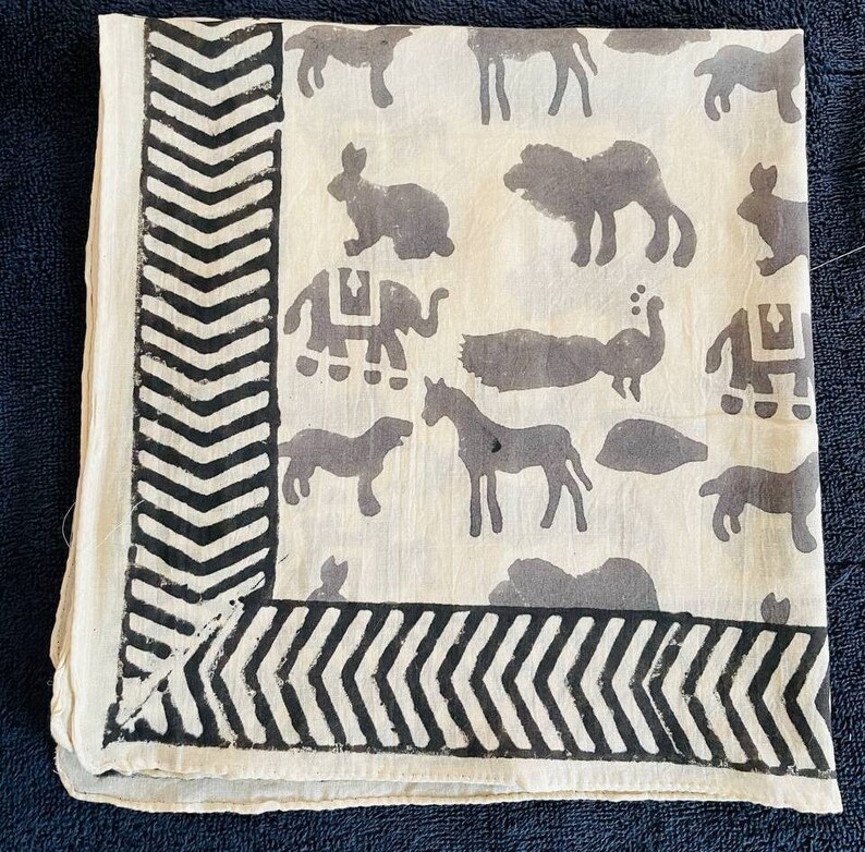 Bandana Scarf Handmade Hand Block Print Natural Casual Dinner - Etsy