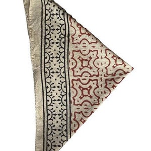 Bandana Scarf Handmade Hand Block Print Bandana in Cream, Pumpkin and ...
