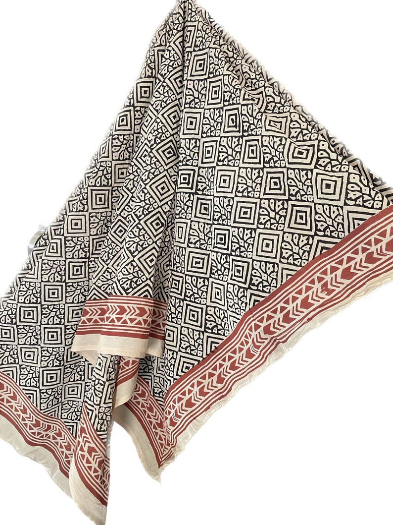 Hand Block Printed Cotton Sarong Long Scarf Fashion Pareo - Etsy