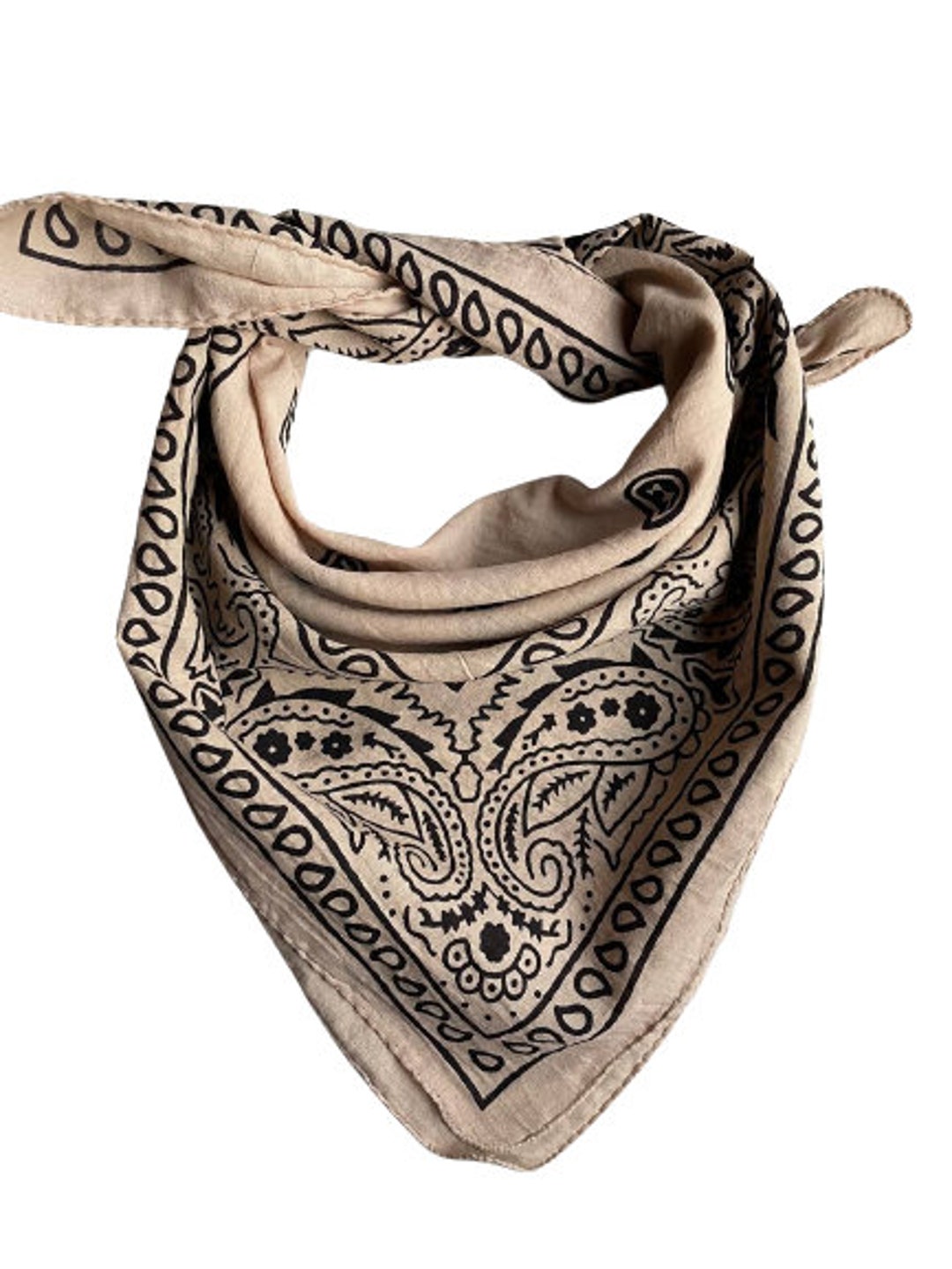 Bandana Scarf Handmade Hand Block Print Gamayun Bandana in Cream ...