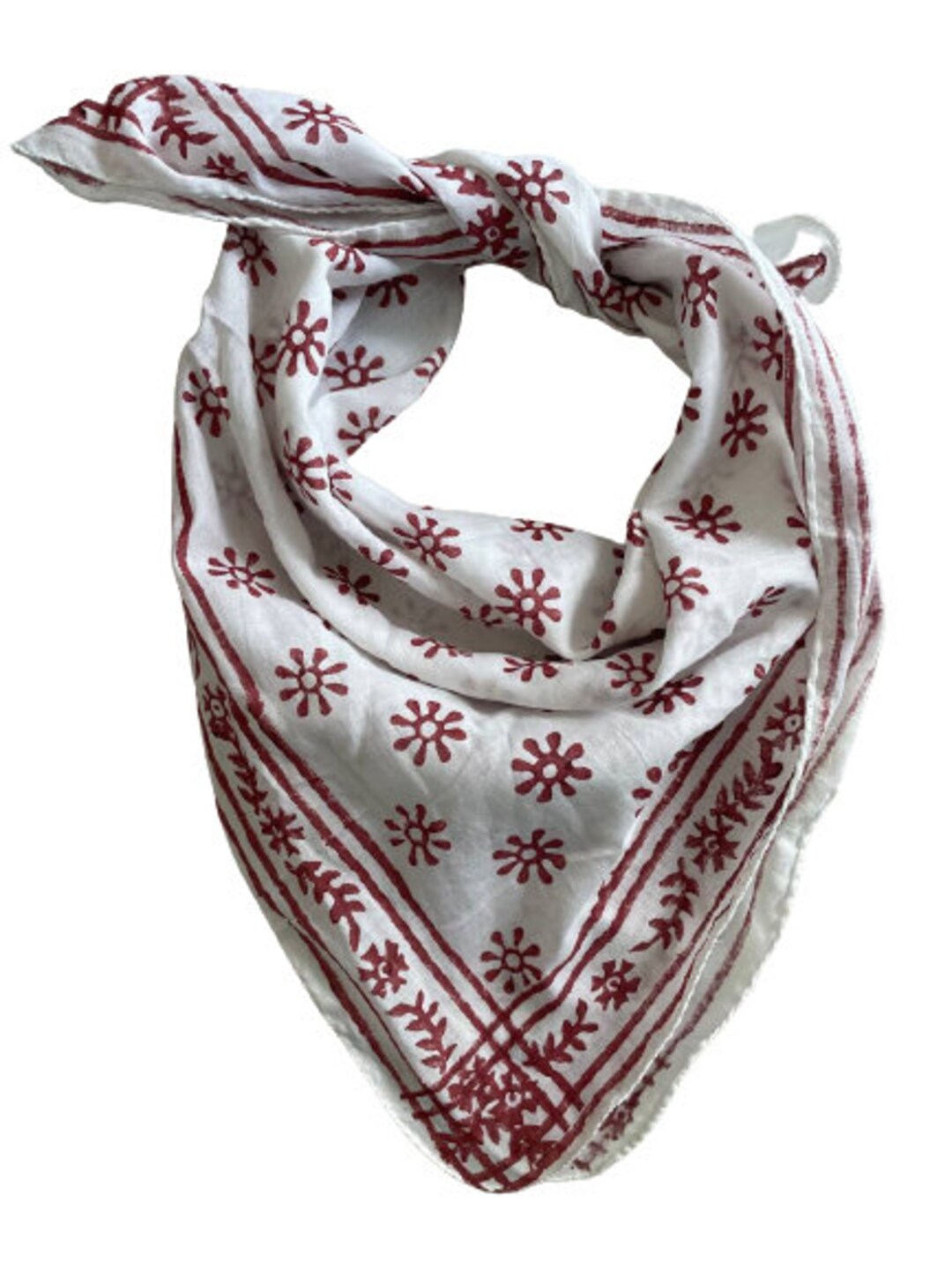 Bandana Scarf Handmade Hand Block Print Gamayun Bandana in Cream ...