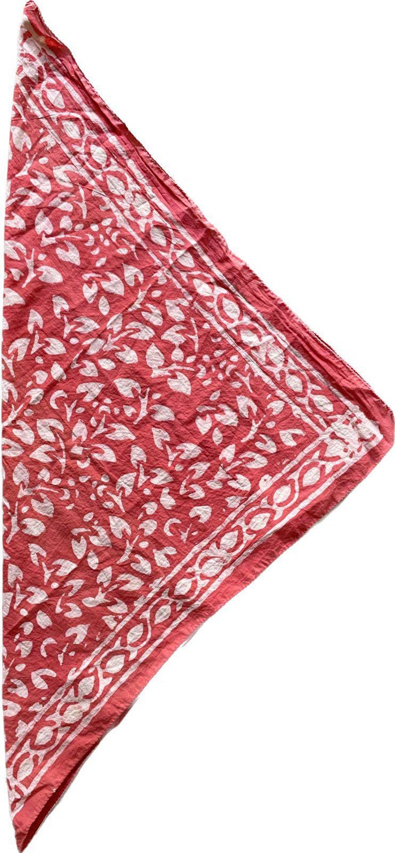 Hand Block Print Cotton Bandana Scarf: Red Coral Boho Sun Wrap - Etsy