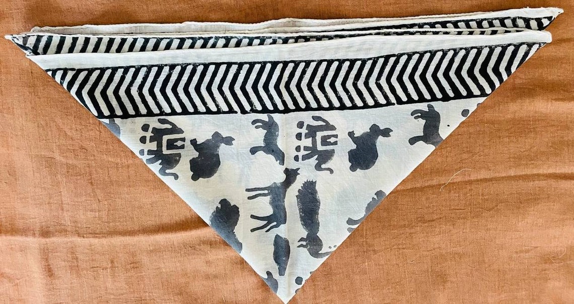 Bandana Scarf Handmade Hand Block Print Natural Casual Dinner - Etsy