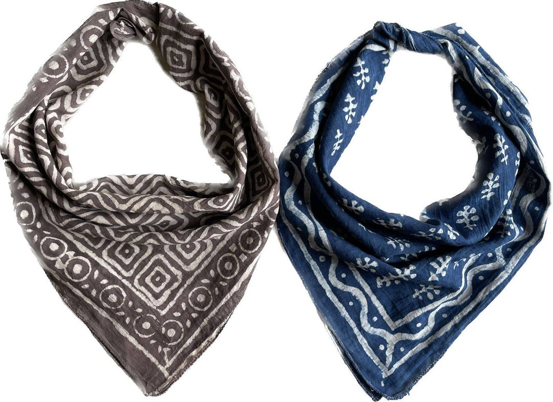 Set of 2 Organic Cotton Bandana Bandana Scarf, Paisley Design Scarf ...