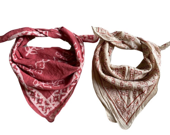 Set of 2 Organic Cotton Bandana Man/woman, Block Print Bandana, Bandana ...