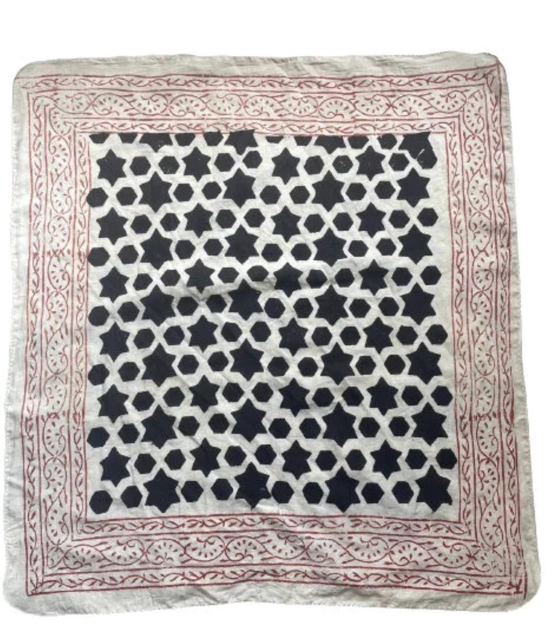 Bandana Scarf Handmade Hand Block Print Bandana in Cream, Pumpkin and ...