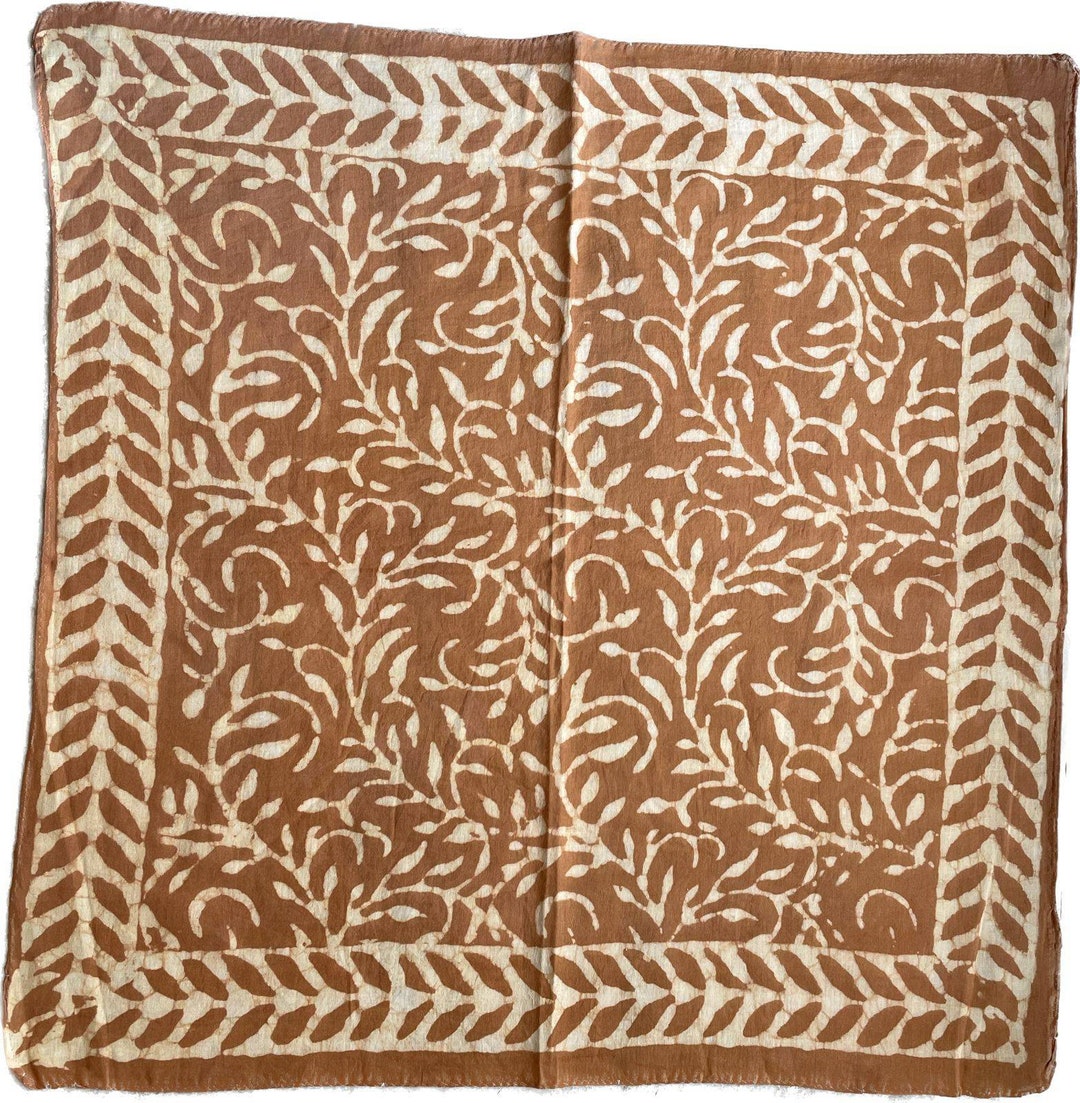 Cotton Bandana, Square Cotton Scarf, Men Women Bandana, Brown Cotton ...