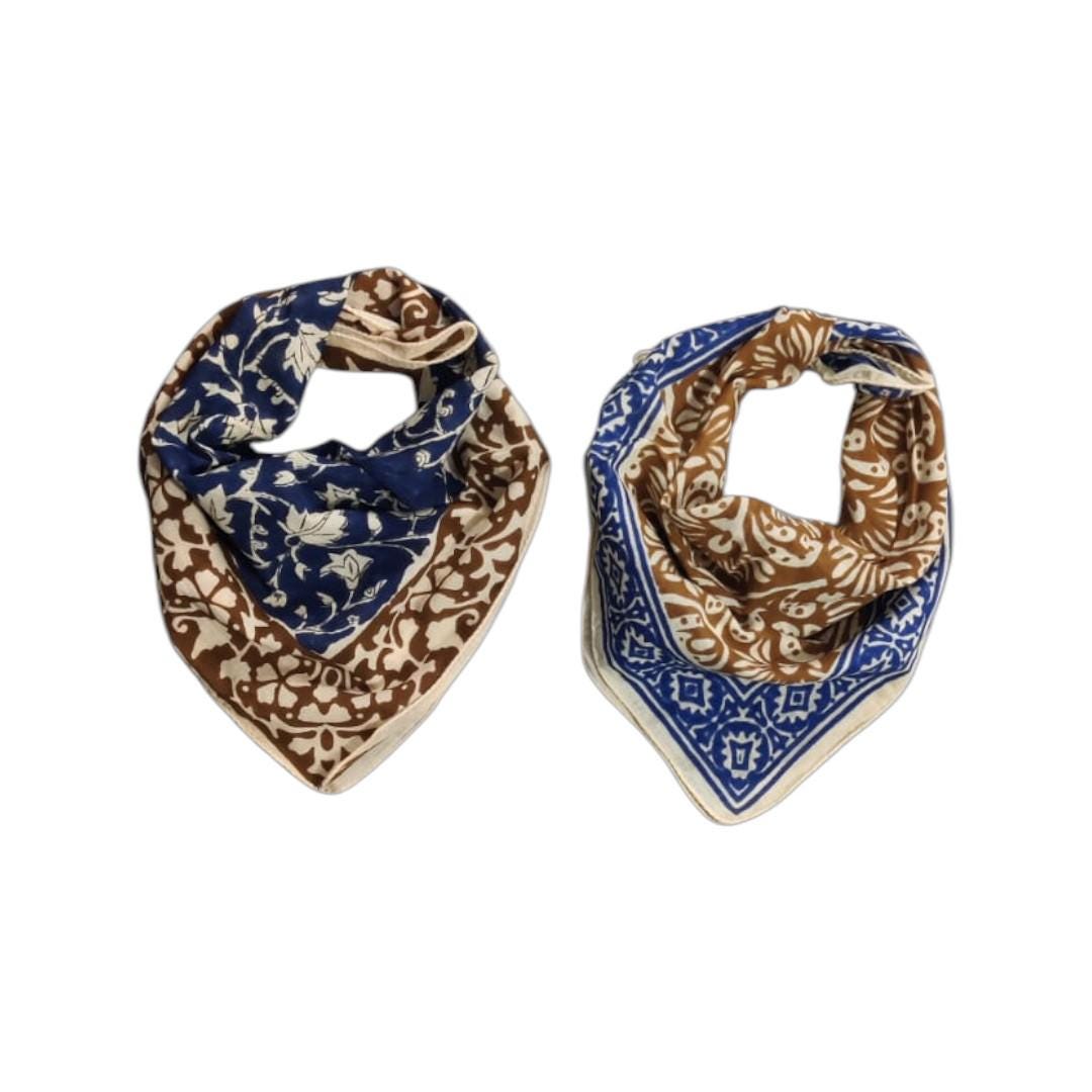 Hand Block Printed Cotton Bandana Set of 2 Vintage Scarf 21x21 - Etsy