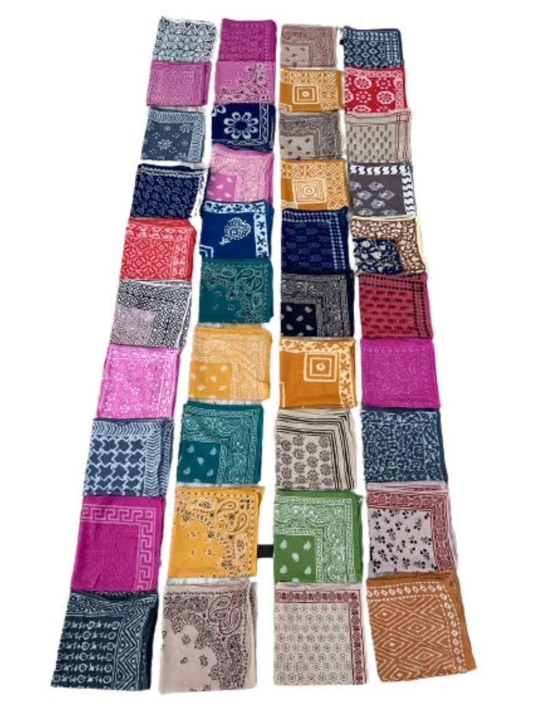 Bulk Organic Cotton Bandana Set: Paisley Scarf, Vibrant Colors - Etsy