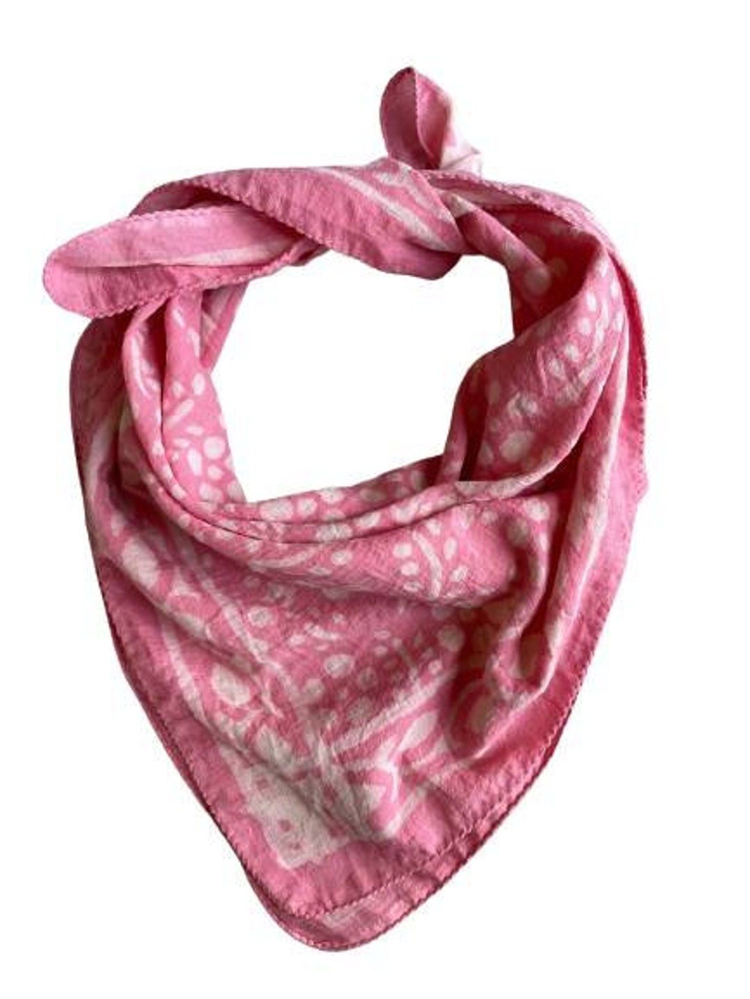 Bandana Scarf Handmade Hand Block Print Bandana in Cream, Pink Bandana ...