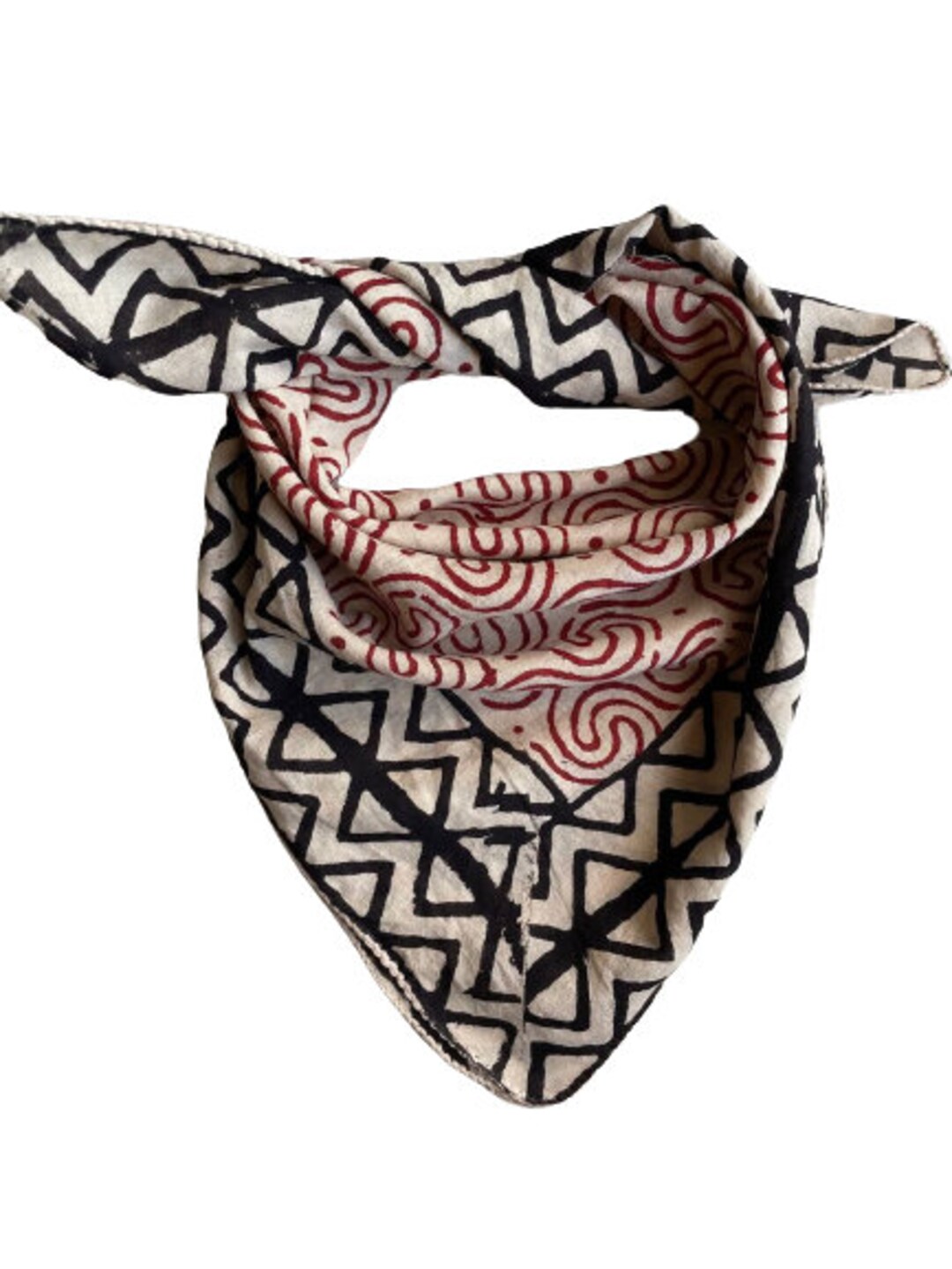 Bandana Scarf Handmade Hand Block Print Bandana in Cream, Pumpkin and ...