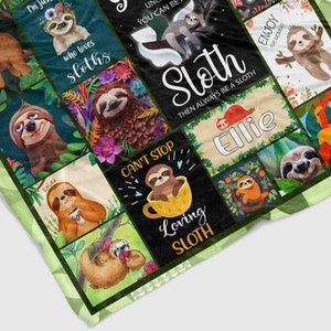 Personalized Sloth Blanket, Cute Sloth Blanket, Sloth Blanket, Baby ...