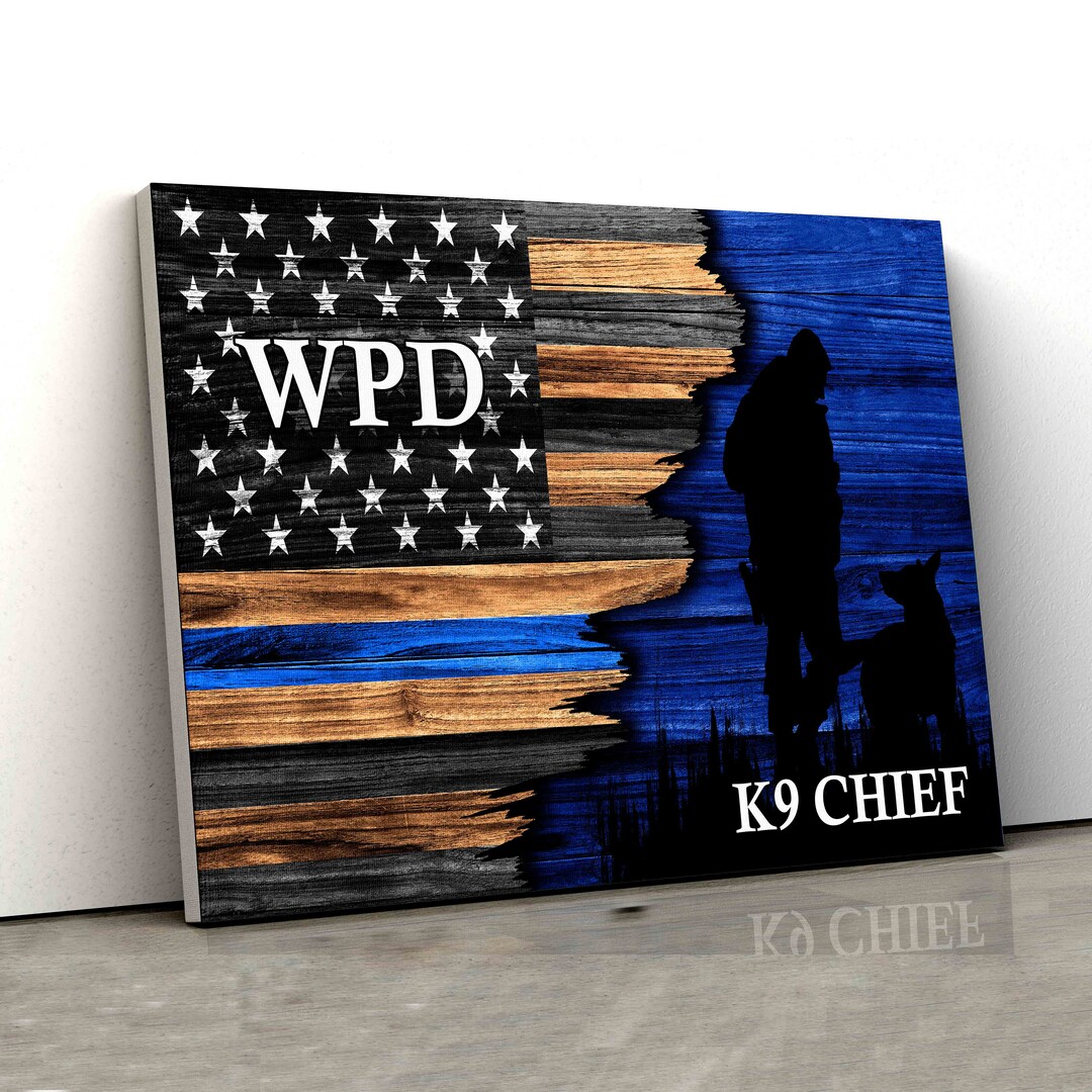 Police Officer and K9 Unit Canvas, Thin Blue Line Canvas, K9 Officer ...