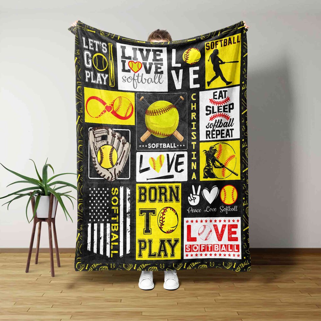 Personalized Softball Blanket, Baseball Blanket, Softball Blanket ...