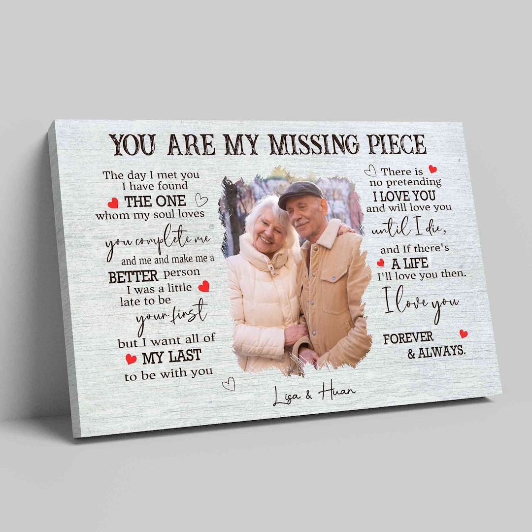 Personalized Couple Canvas, You Are My Missing Piece Canvas, Couple ...