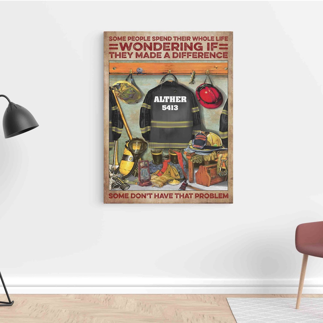 Custom Firefighter Canvas, Personalized Fireman Canvas, Name ...